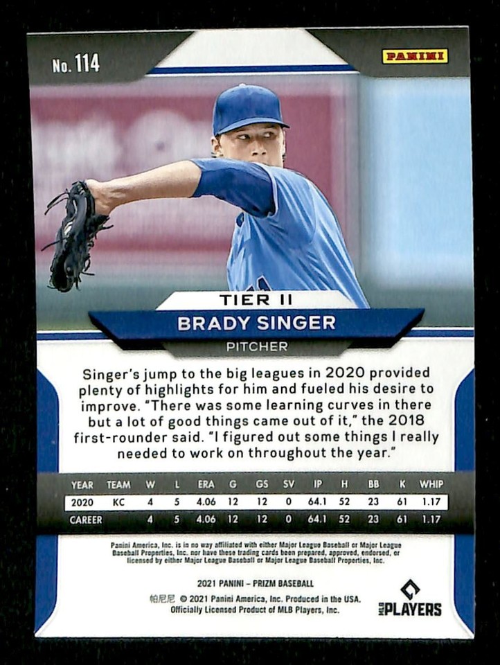 2021 Panini Prizm Brady Singer Rookie Kansas City Royals #114 | eBay