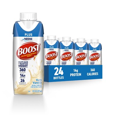 Boost Plus Complete Nutritional Drink, Rich Vanilla 🍨 8 Fl Oz (Pack of ...