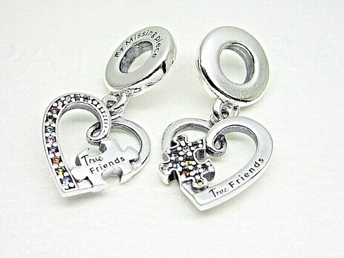Pandora #792239C01 Friendship Puzzle Dangle Charm Two Heart BFF Charms ...