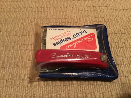 Red Mini Stapler Swingline Tot 50 w/box of chisel pointed staples ...