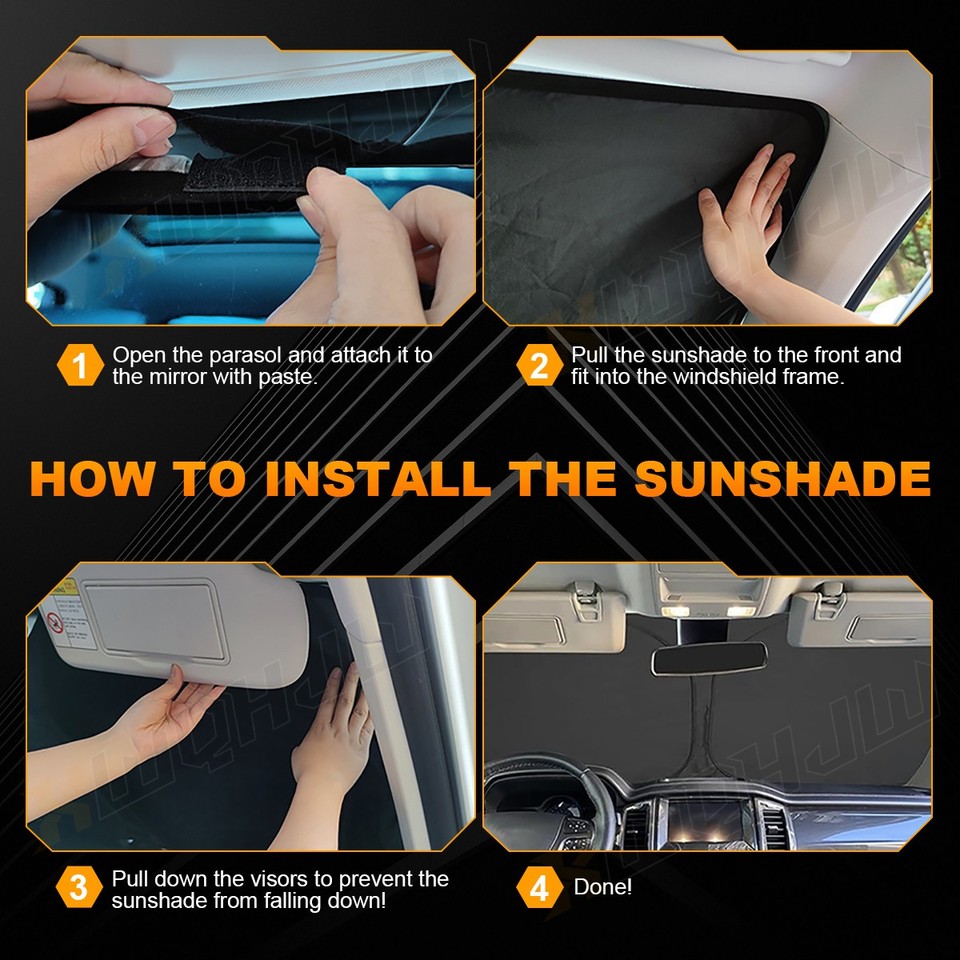 For Ford Car Front Windshield Sun Shade Shield Foldable Cover Visor UV ...