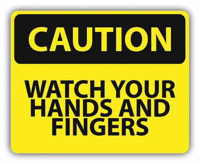 Caution Watch Your Hands And Fingers Warning Car Bumper Sticker Decal 5 ...