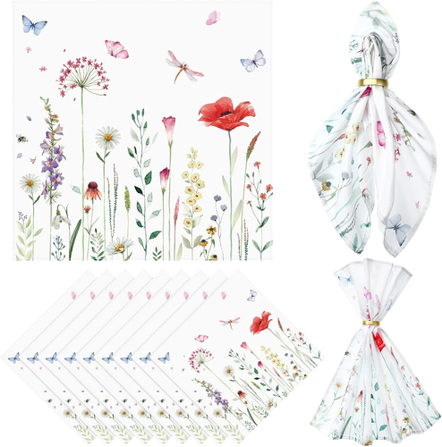 12 Pcs Spring Cloth Napkins Floral Napkins 20'' X 20'' Washable Dinner ...