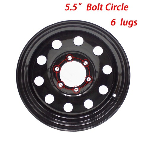 Black 15x6 Trailer Rim Wheel 6 Lugs Holes 5.5 BC 15 X 6 inch 6x5.5 Bolt ...