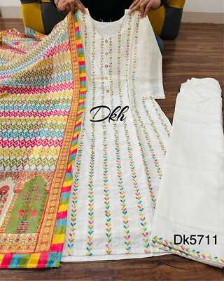 Cotton Silk Kurti Long Pent With Dupatta 3 Piece Full Set Modern Out ...