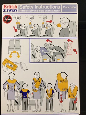 Concorde British Airways Safety Card Issue F 393 (1st) RARE AVIATION ...