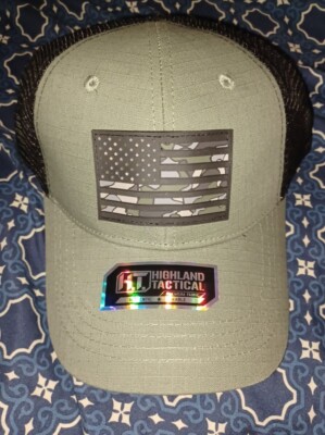 Highland Tactical American Flag Tactical Mesh Adjustable Hat Grey/Black ...