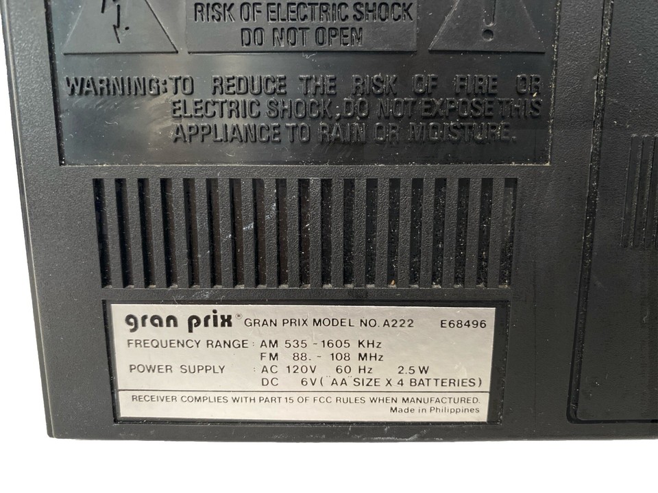 Vintage GPX GRAN PRIX A222 AM/FM STEREO RECEIVER PORTABLE RADIO ...