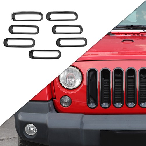 7X Front Grill Mesh Grille Insert Frame Trim Ring for Jeep Wrangler JK ...