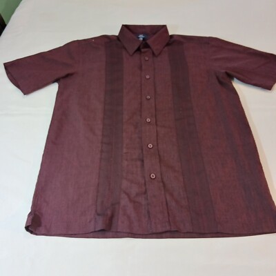 George RN#52469 Men's Burgundy Button Up Short Sleeve Shirt Size M (38 ...