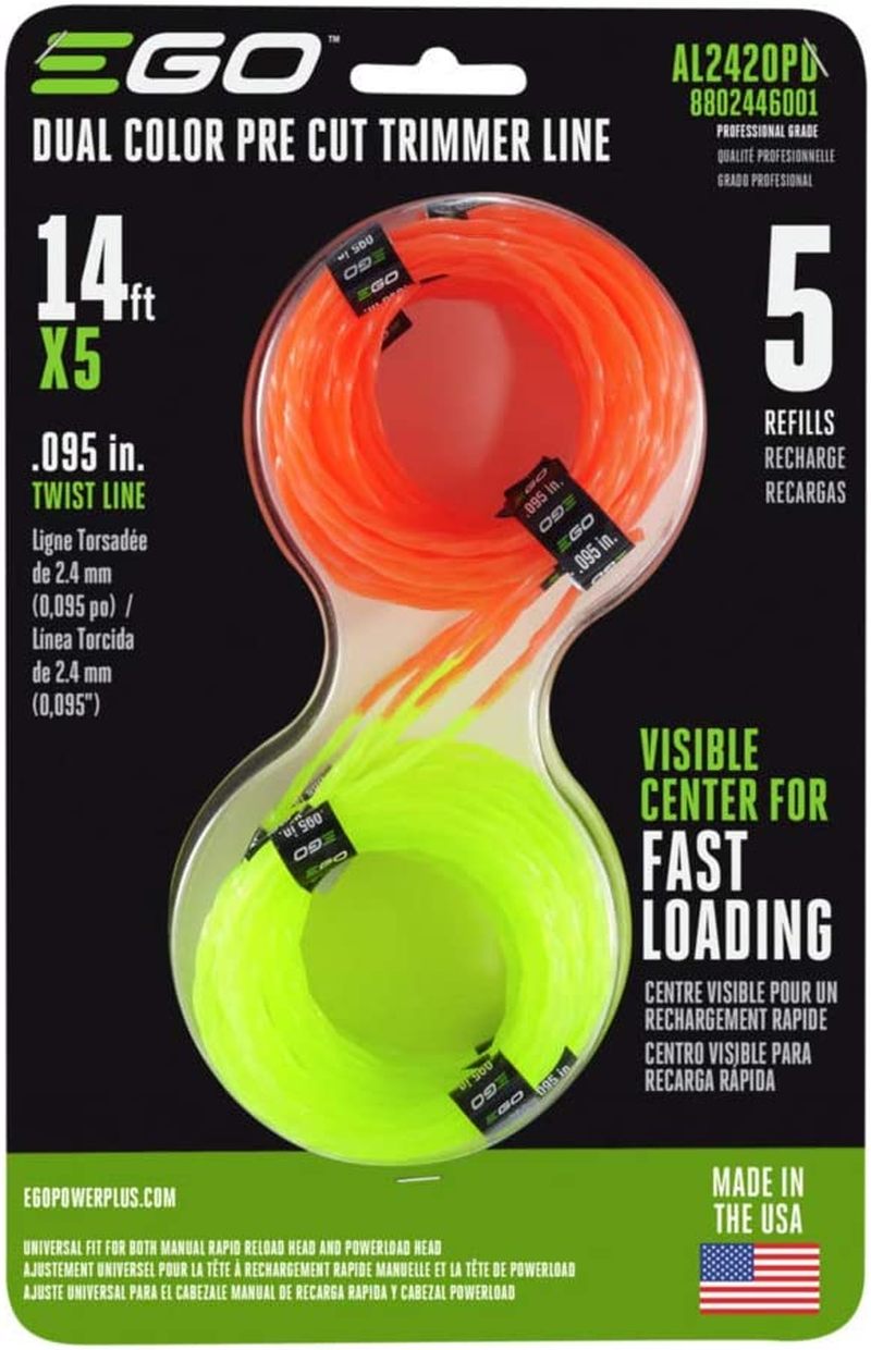 EGO Power+ AL2420PD 095” Dual Color Pre-Cut Trimmer Line for All EGO 14 ...