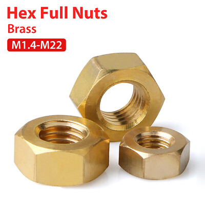 M1.4 M1.6 M2 M2.5-M22 Brass Nuts Hex Full Nut Brass For Bolts & Screws ...