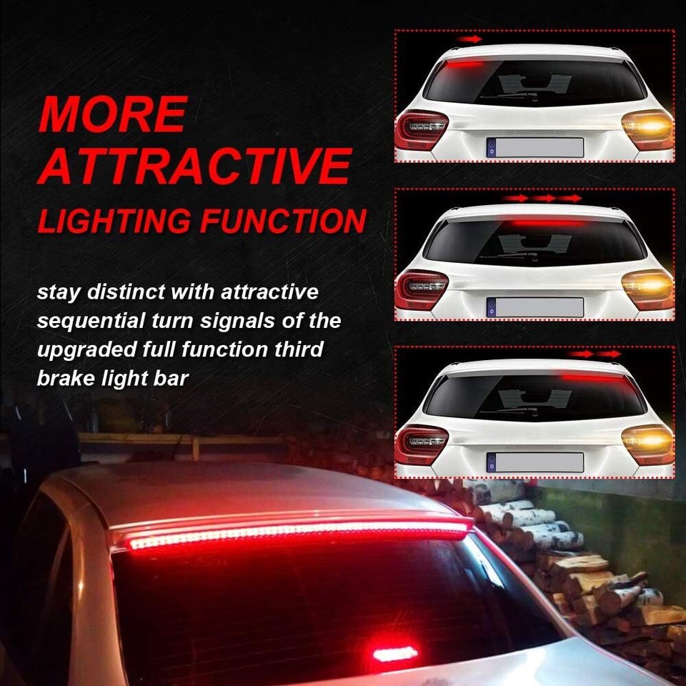 LED Third Brake Light Strip Bar, 5 Function Sequential Turn Signal ...