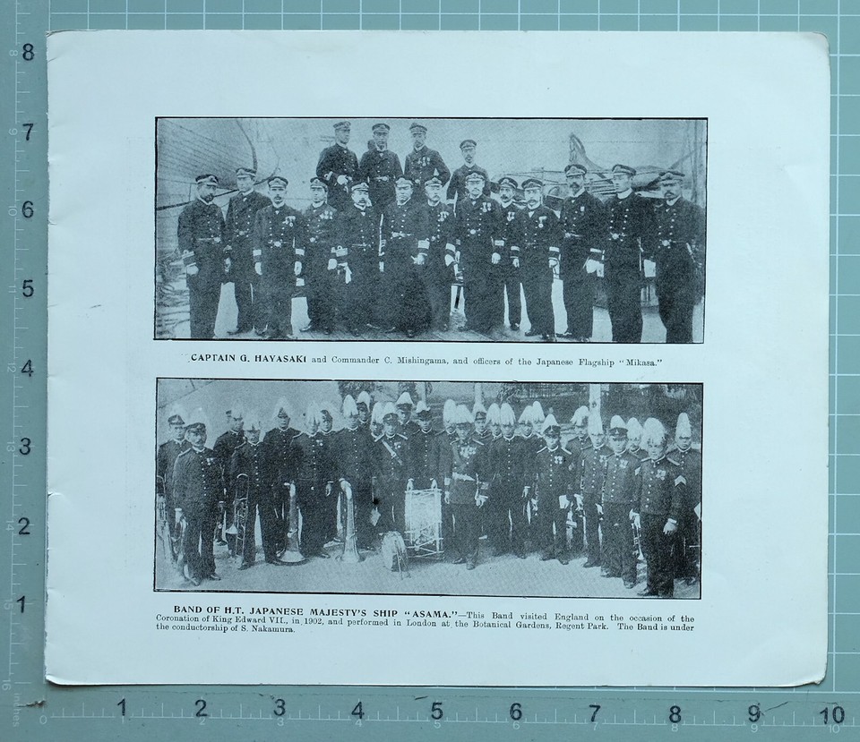 1902 PRINT CAPTAIN HAYASAKI MISHINGAMA JAPANESE FLAGSHIP MIKASA BAND OF ...