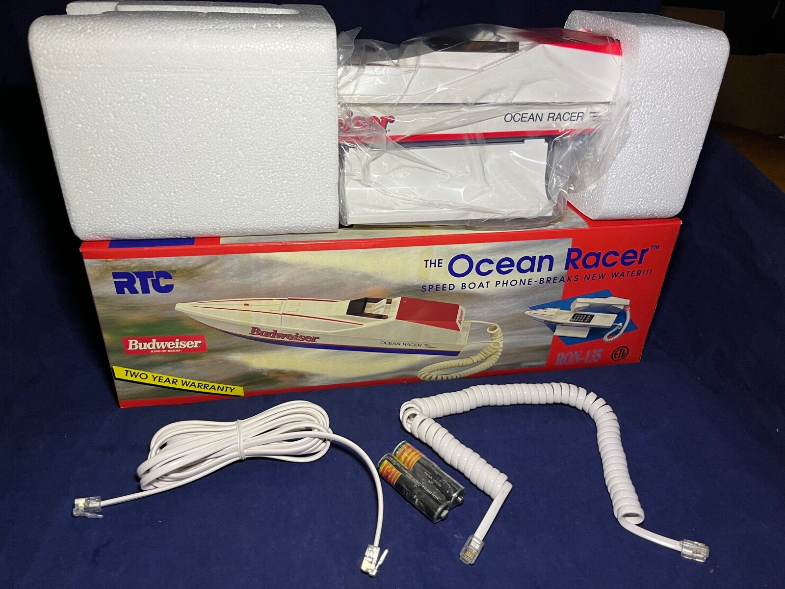 NOS Vintage RTC Budweiser Ocean Racer Speed Boat Phone Telephone RON ...