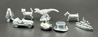Monopoly T-Rex Dog Duck Penguin Cat Ship Hat Car Game Tokens Complete ...