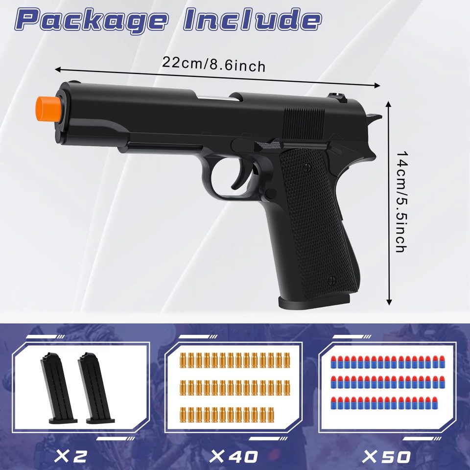 EagleGrove Toy Gun with 50 Foam Bullets Soft Bullet Toy Guns with Shell ...