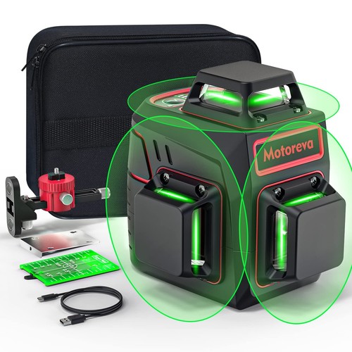 Self Leveling Laser Level 3x360° 3D Cross Line Rotary Lasers Green Beam ...