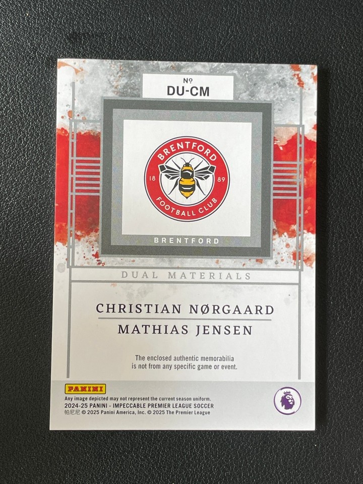 Christian Norgaard/Mathias Jensen 2024-25 Panini Impeccable EPL ...