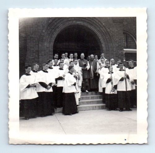 Old Vintage Square Photo MEN CHURCH SERVICE SUNDAY MASS PRIESTS ...