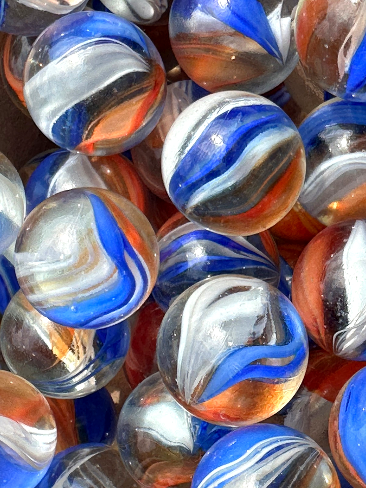 RED WHITE BLUE Cats Eye Cat Eyes Glass Marbles 22mm (7/8 inch) SHOOTER ...