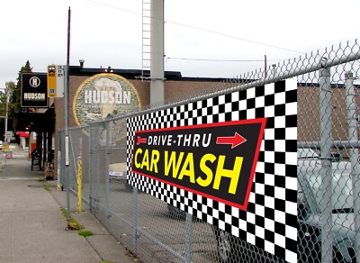 Drive-Thru Car Wash Banner - Drive-Thru Car Wash Sign -Car Wash Arrow ...