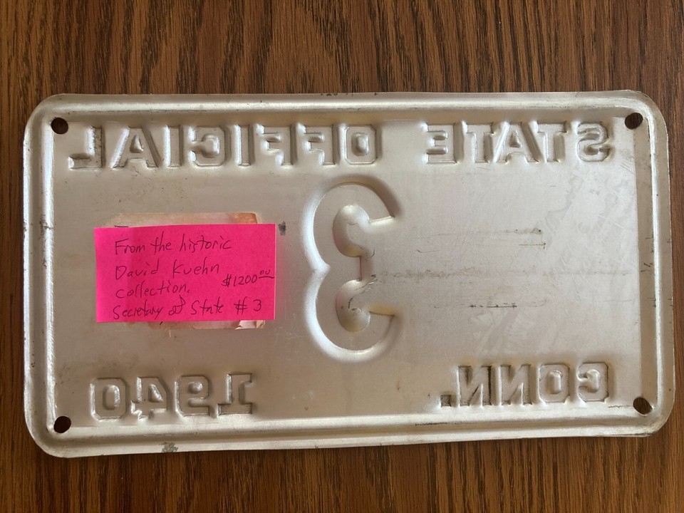 1940 Secretary of State Connecticut License Plate # 3 | eBay