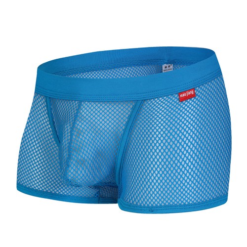 Sexy Mens Sheer Boxer Brief Sheer Mesh Underwear See Through Trunk ...