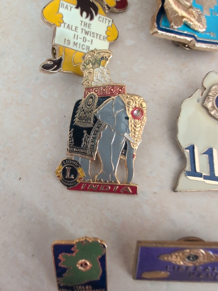 Lot Of Vintage Lions Club Pins India, USA, CONVENTION, 100% Attendance ...