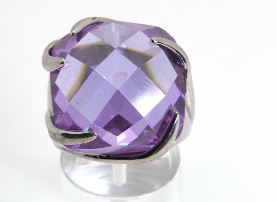 Sterlingsilberring With Large Purple Color Stone, Blumenmuster ...