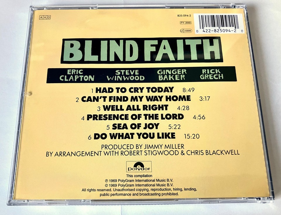 Blind Faith - NEW CD - Eric Clapton, Steve Winwood, Ginger Baker, Rick ...