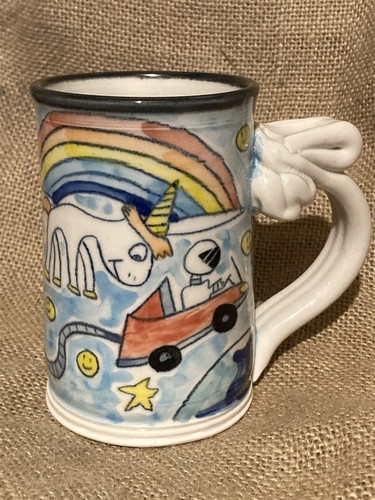 Tom Edwards pottery mug, farting unicorn making magic fuel for electric ...