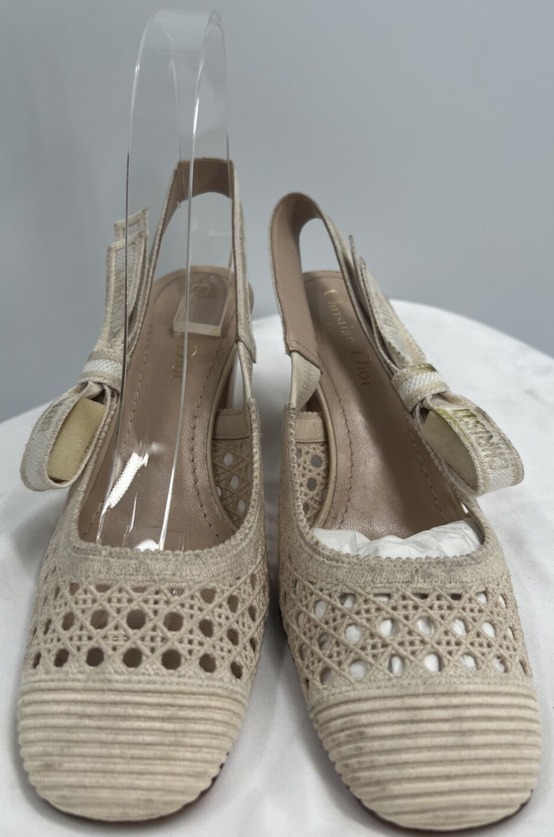 Christian Dior & Moi Women's Mesh Square Toe Lace Sling-back Christian Dior & Moi Women's Mesh Square Toe Lace Sling-back