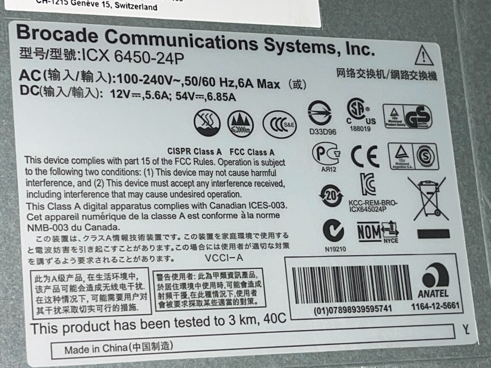 BROCADE ICX 6450-24P 80-1005996-04 24 Port Gigabit POE+ Ethernet ...