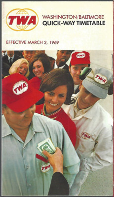 TWA Washington/Baltimore timetable 3/2/69 [7114] Buy 4+ save 50% | eBay