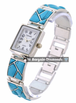 Ladies Turquoise Casual Success Silver tone Watch MOP Dial up to 8 ...