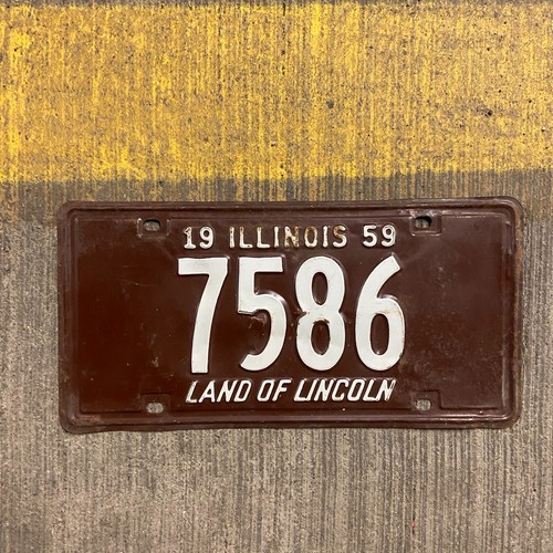 1959 Illinois License Plate Garage Auto Tag Low Number Four Digit Car ...