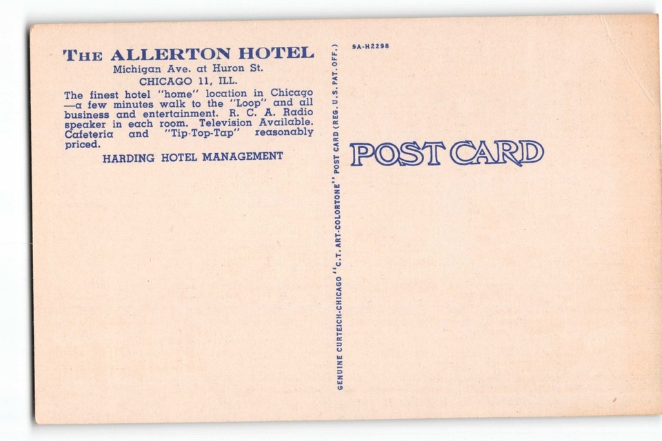 Postcard Allerton Hotel Chicago Illinois 1940s Aerial View Lake ...
