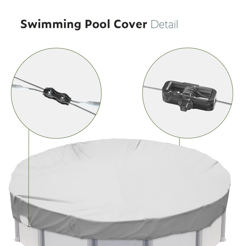 Round Above Ground Swimming Pool Cover Waterproof Winter Mesh Pool ...
