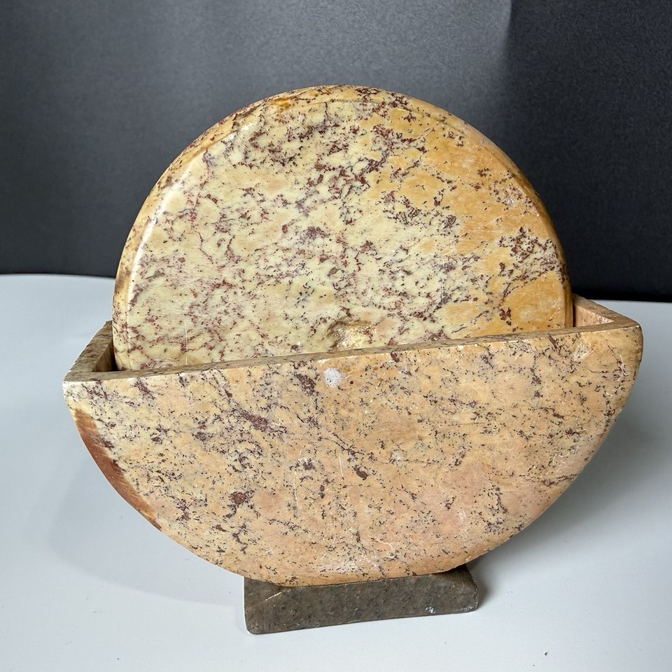 Vintage Marble Elephant Coaster Set - 4 Coasters & Holder - India | eBay
