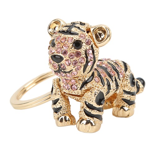 Tiger Keychain Gold 3D Sparkling Charm Rhinestones Small Tiger Key Ring ...