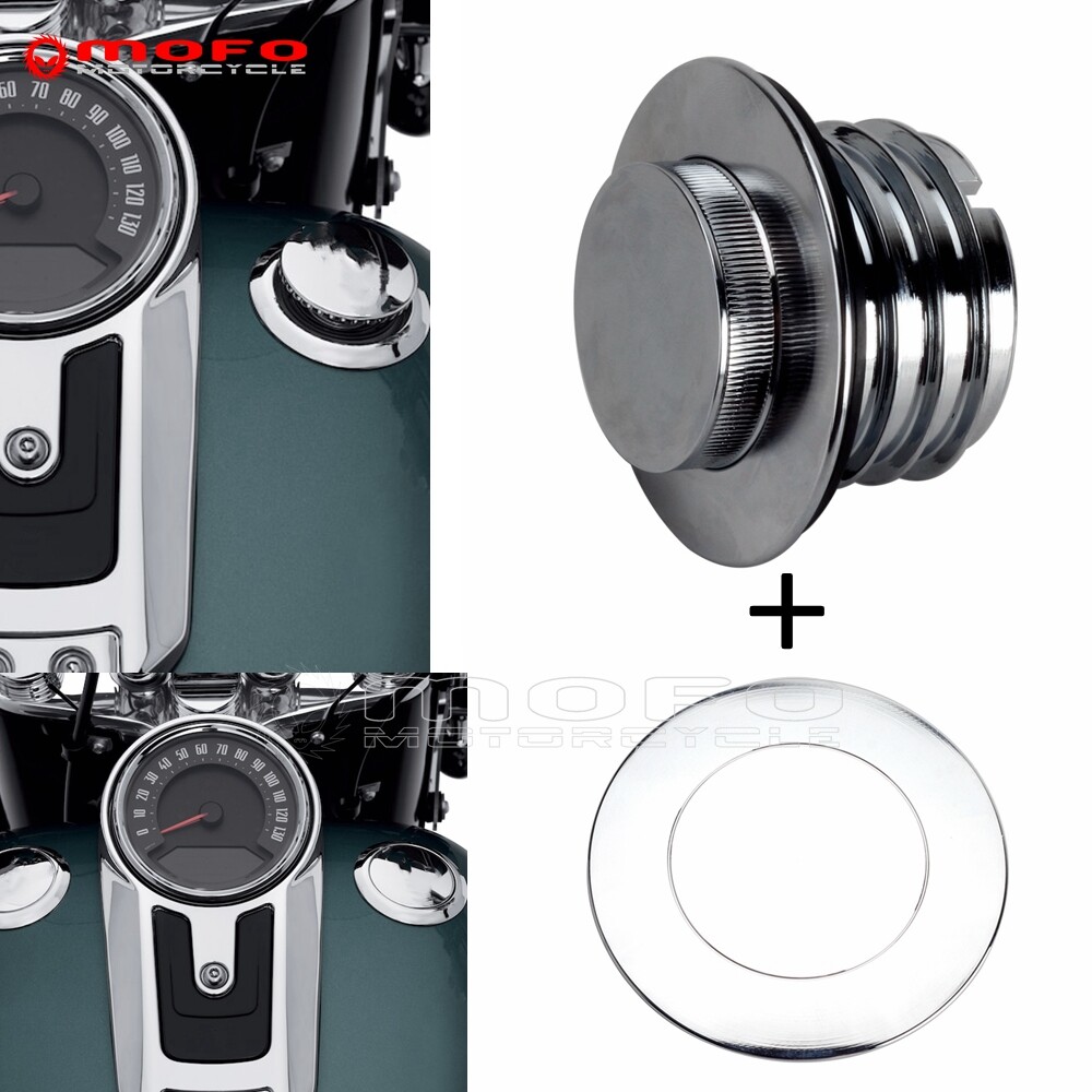 Vented Gas Cap Flush-Mount & Left Side Tank Cap For Harley Sport Glide ...