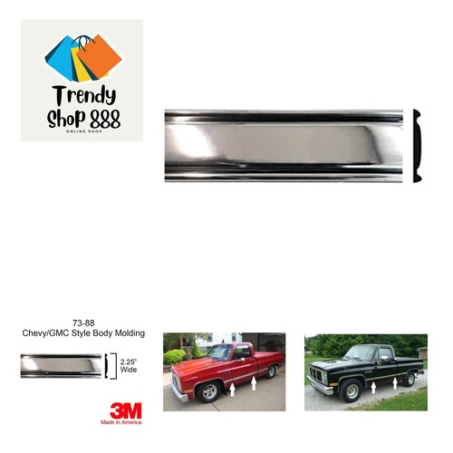 Chrome Side Body Trim Molding 2.25" Compatible with Chevy GMC 1973-1987 ...