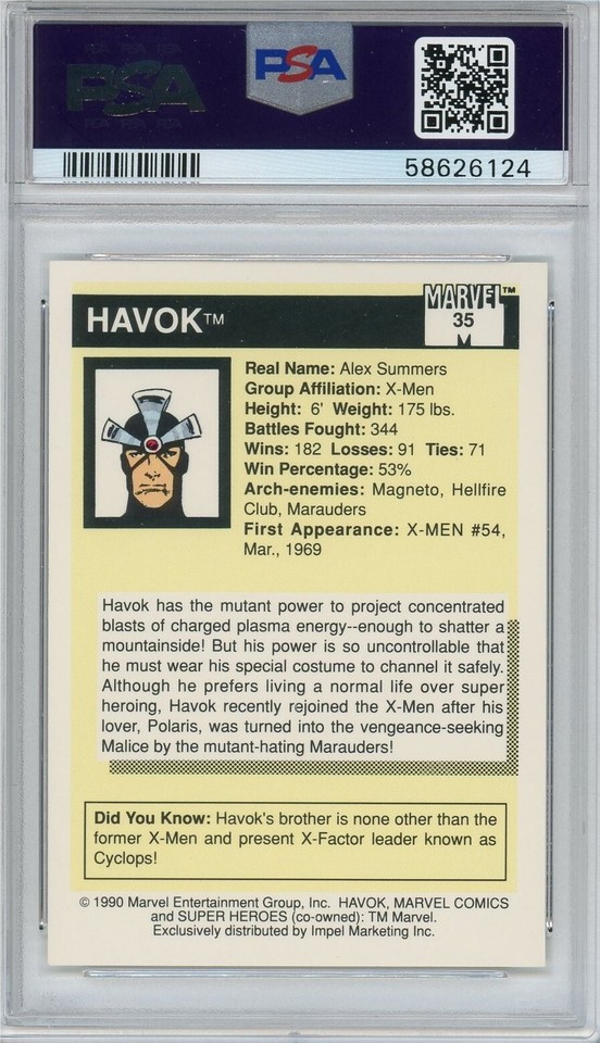 1990 Marvel Universe 35 Havok PSA 6 | eBay