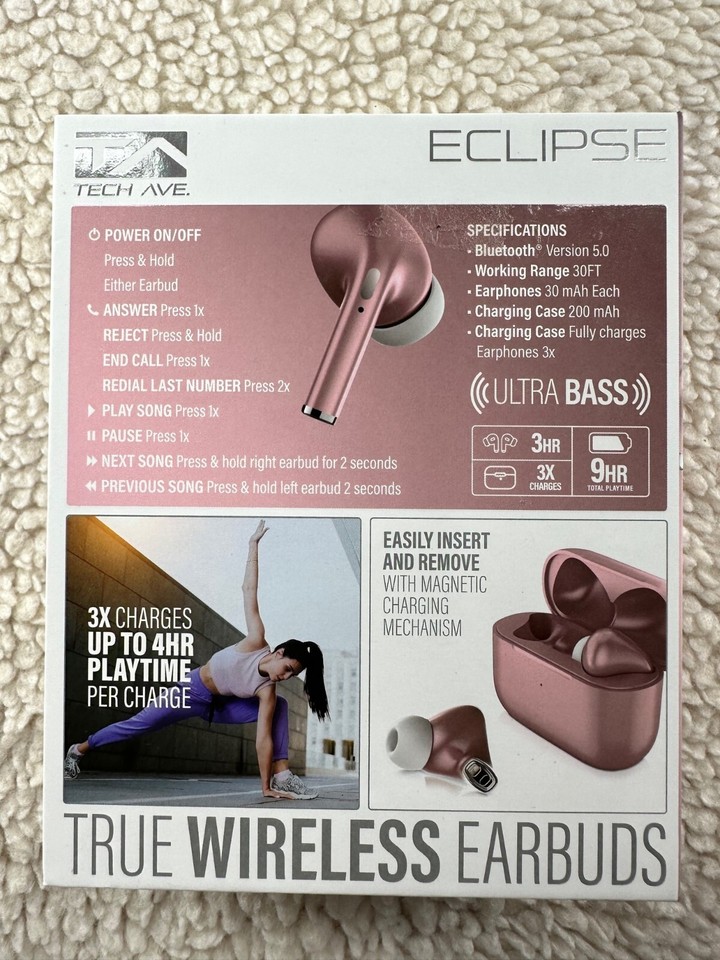 NEW FACTORY SEALED - TECH AVE True Wireless Earbuds with Charging Case ...
