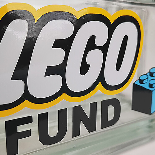 LEGO FUND savings letterbox reusable Glass Money Box bank. Can be ...
