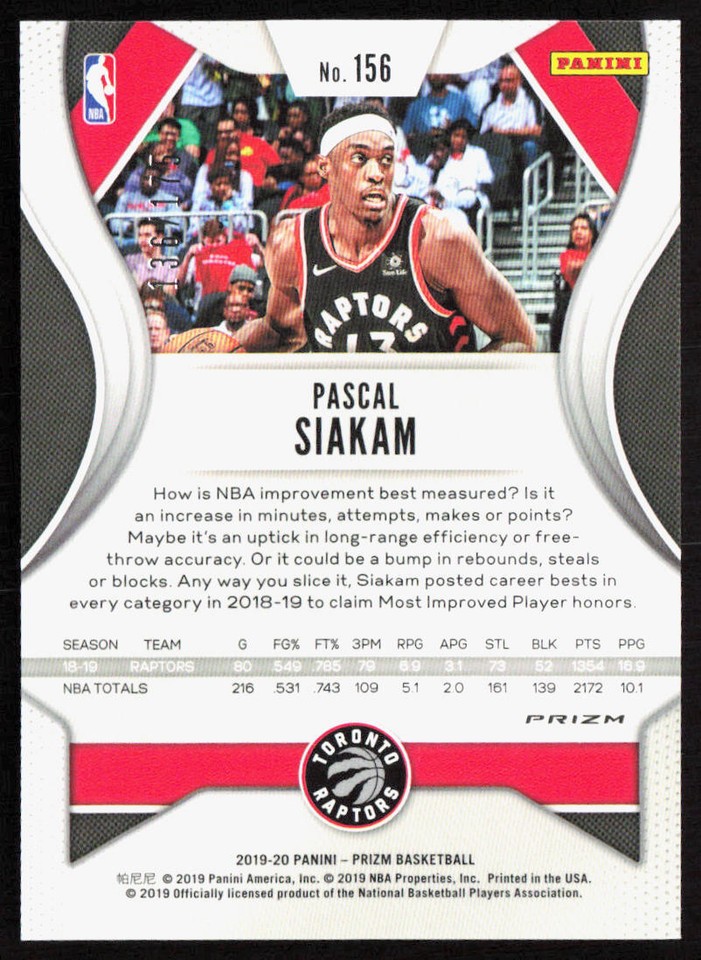 2019-20 Panini Prizm Pascal Siakam Fast Break Blue Disco /175 #156 | eBay