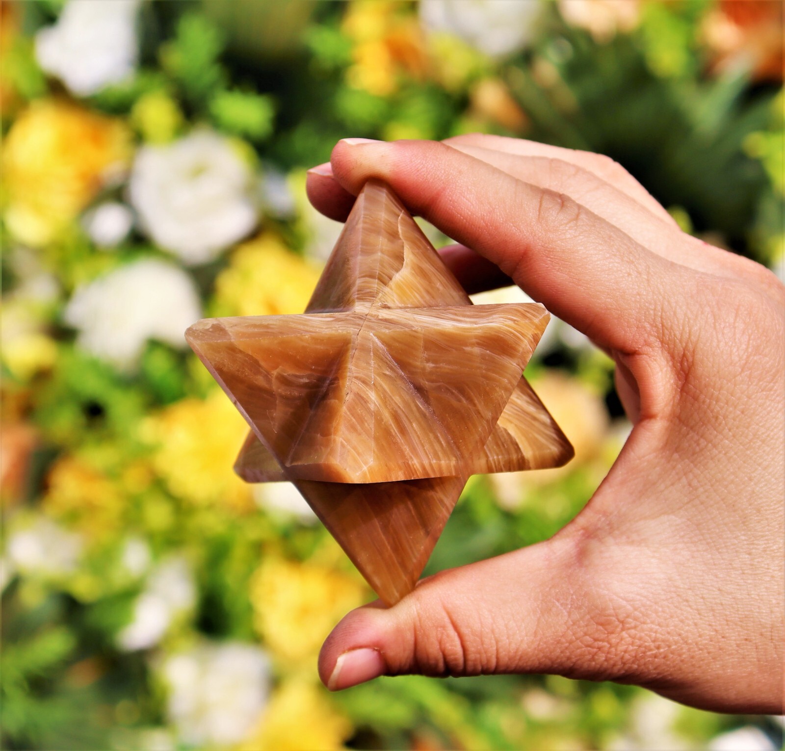 70MM Yellow Banded Mexican Calcite Crystal Star Energy Gemstone Healing ...