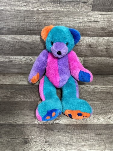 Vintage Purr-Fection by MJC rainbow color block teddy bear 16” RARE HTF ...