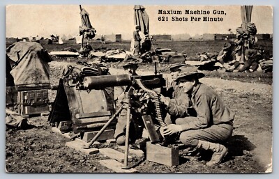 C1910 H H STRATTON CHATANOOGA military postcard MAXIUM MACHINE GUN 621 ...